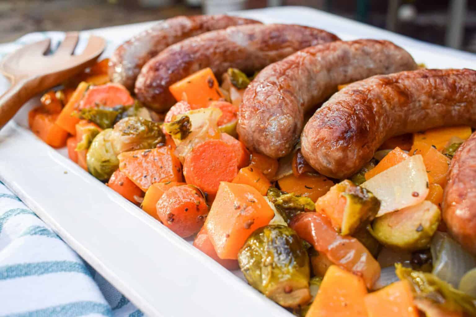 Sheet Pan Brats & Fall Veggies - The Jam Jar Kitchen