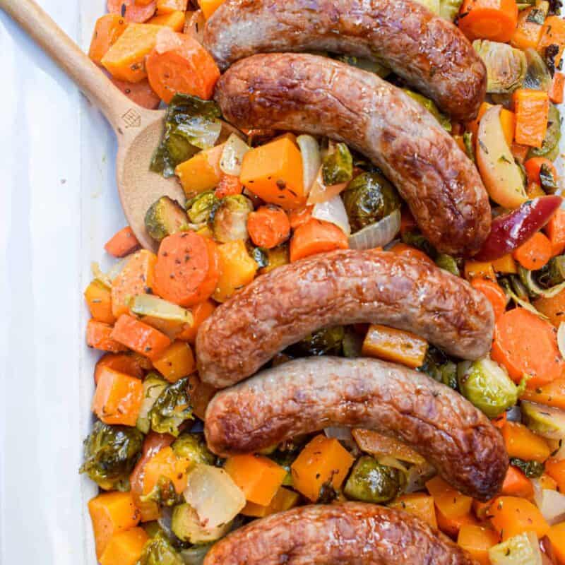 Sheet Pan Brats & Fall Veggies - The Jam Jar Kitchen