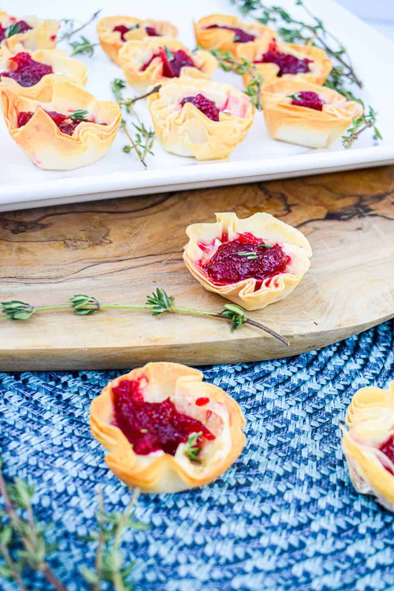 Brie & Cranberry Phyllo Mini Tarts - The Jam Jar Kitchen