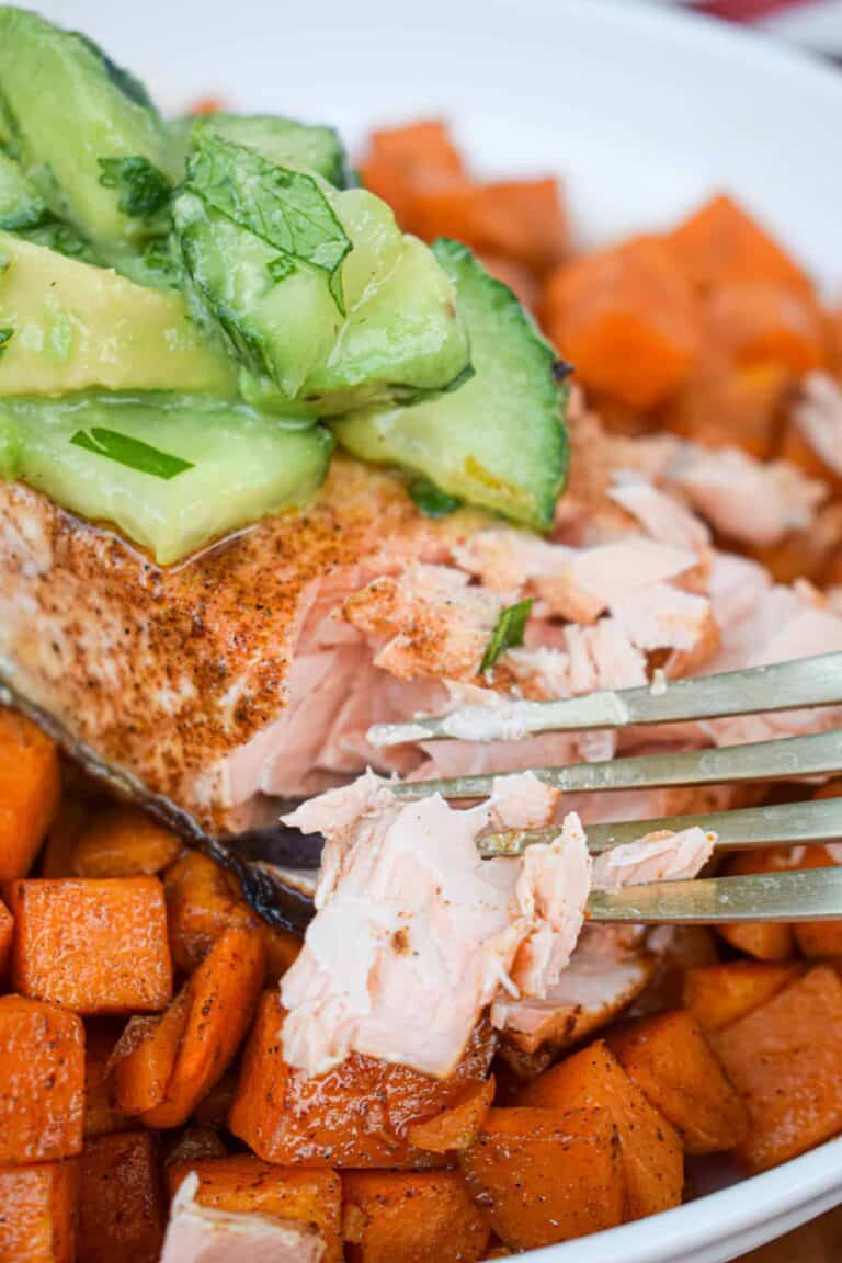 Chili Lime Salmon with Mexican Spiced Sweet Potatoes and Cucumber ...