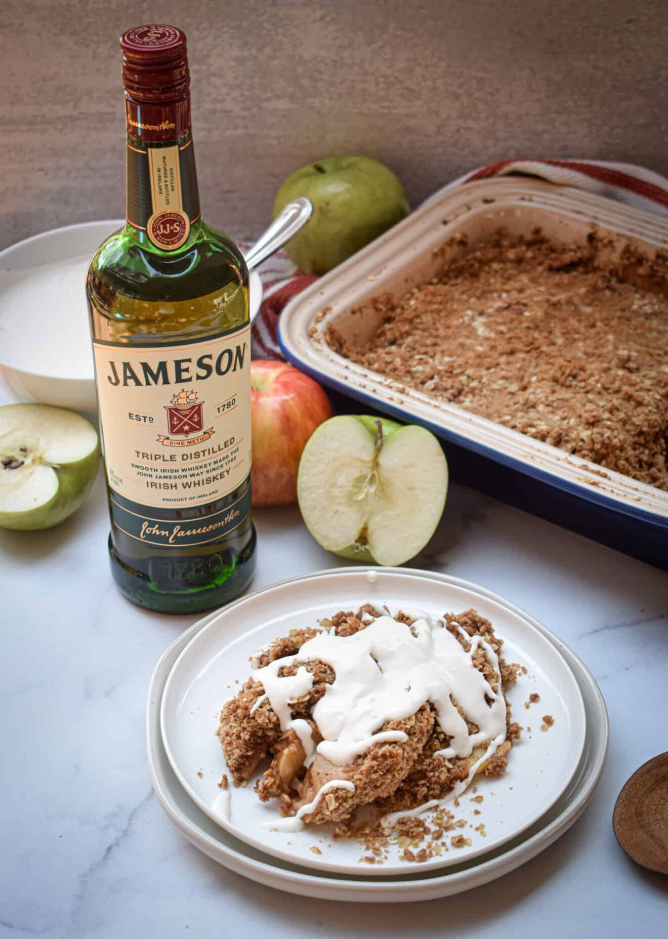 Irish Apple Crumble with Whiskey Cream - The Jam Jar Kitchen