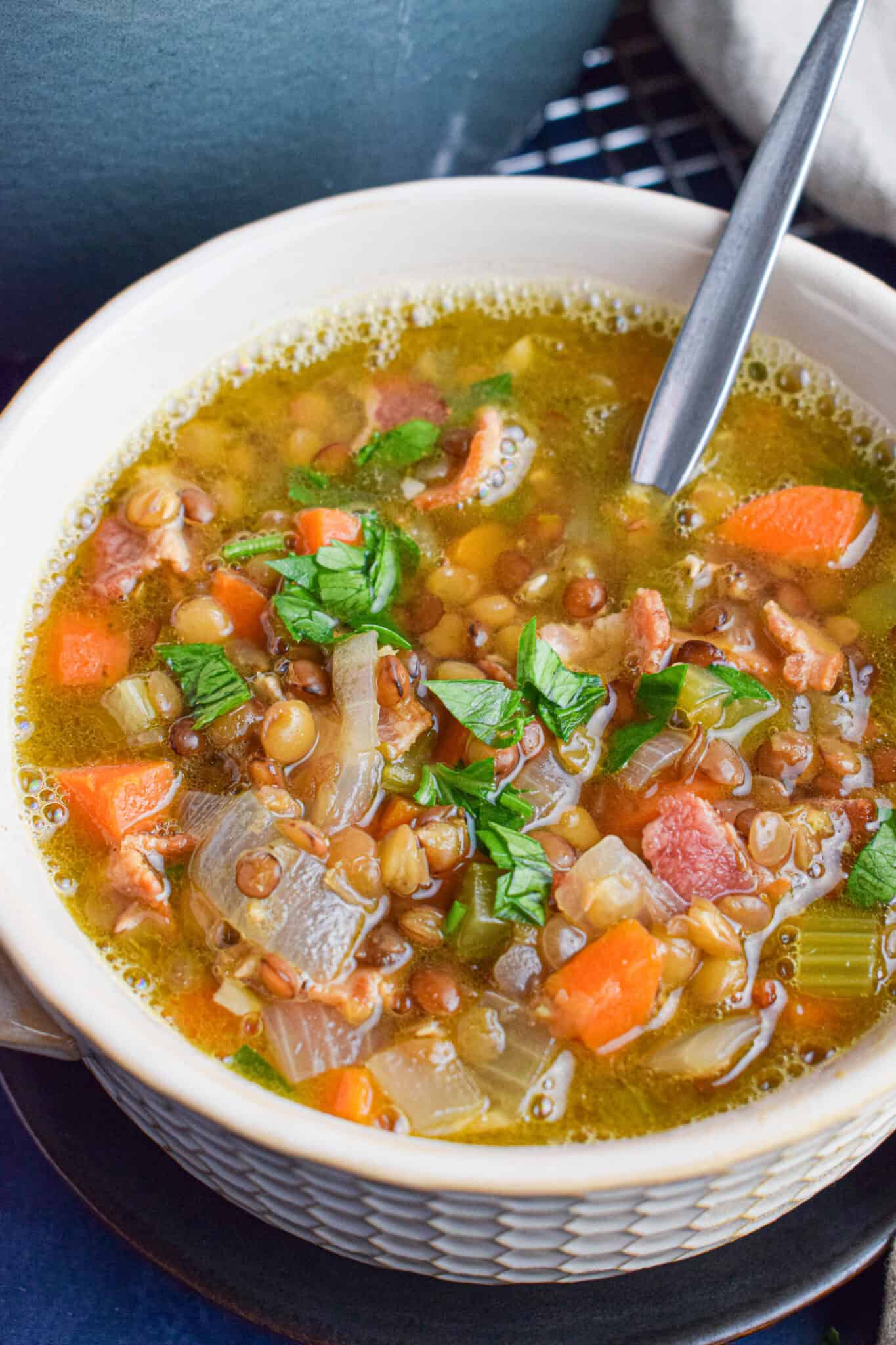 Bacon Lentil Soup - The Jam Jar Kitchen